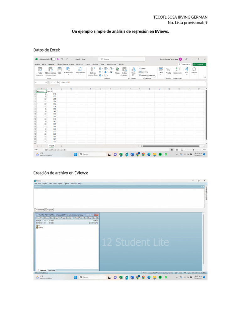 Un Ejemplo Simple de Análisis de Regresión en EViews | PDF