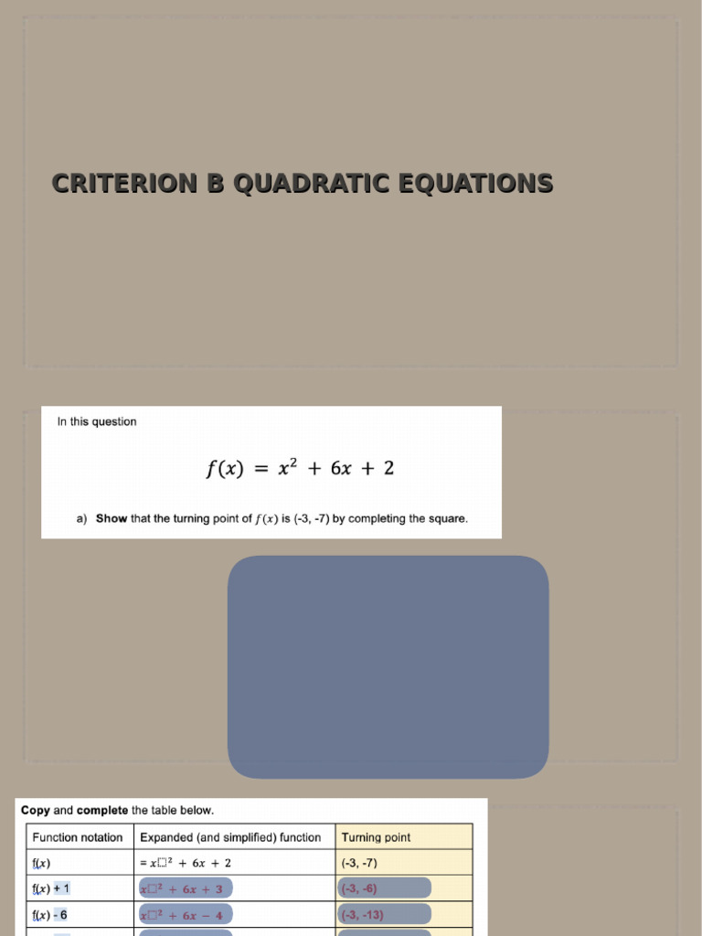 Crit B Quadratics Practice | PDF