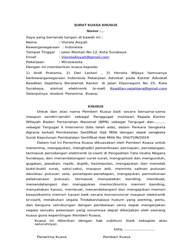 Contoh-Surat-Kuasa 2 | PDF