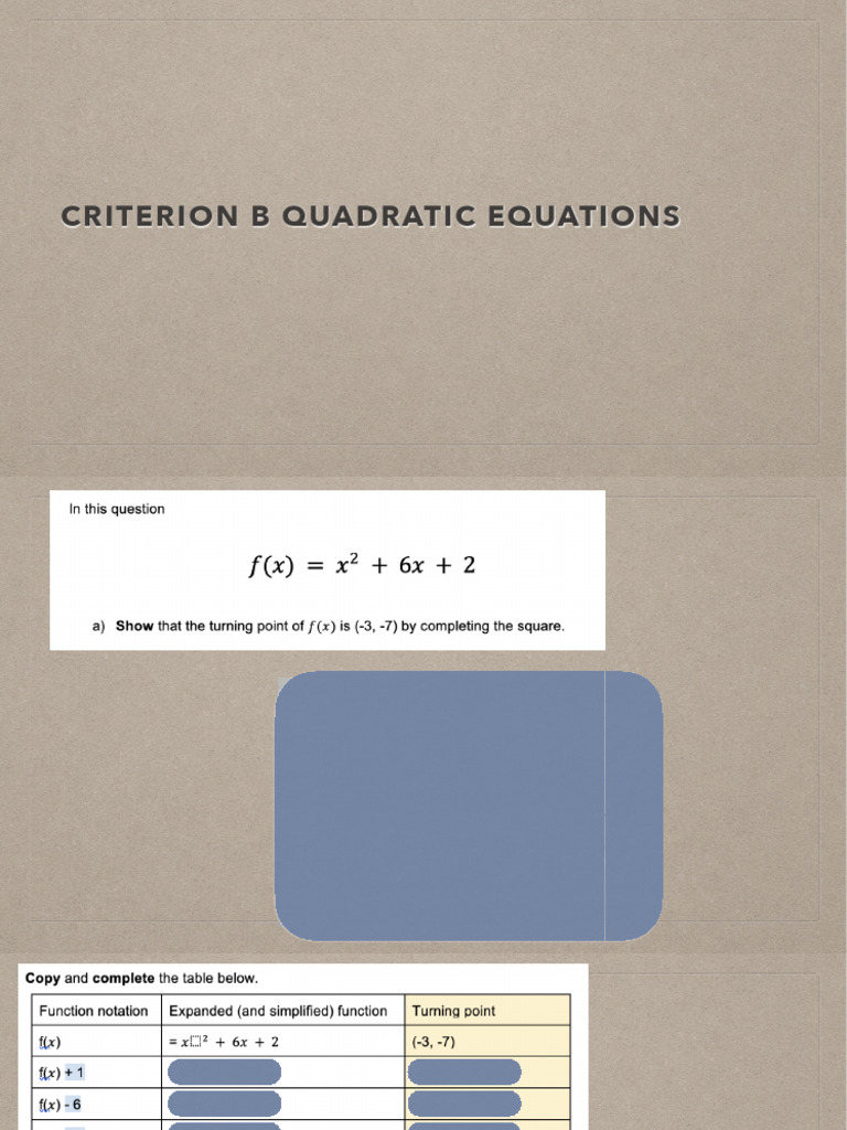 Crit B Quadratics Practice | PDF