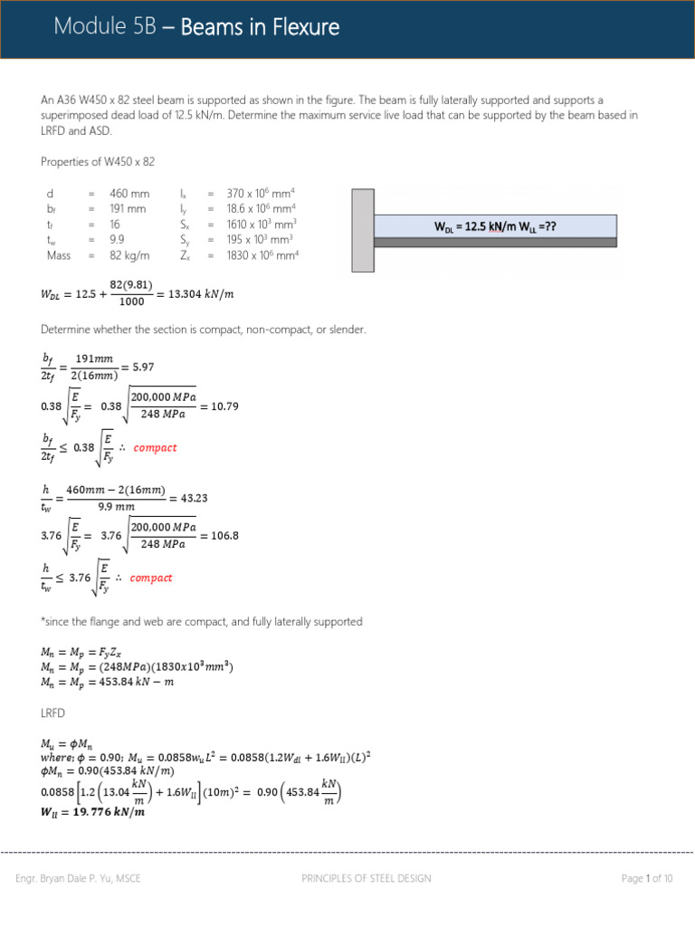 Module 5B Beams in Flexure | PDF | Bending | Structural Engineering