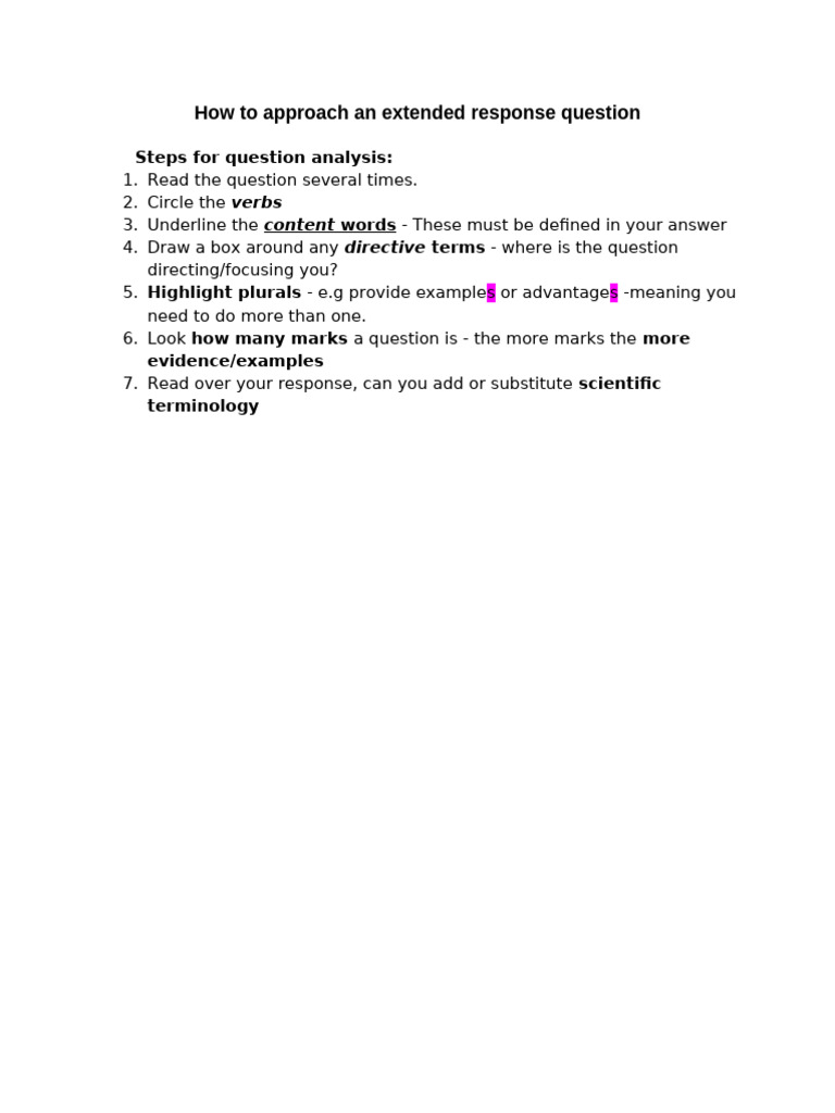 How To Approach An Extended Response & Tower of Verbs | PDF