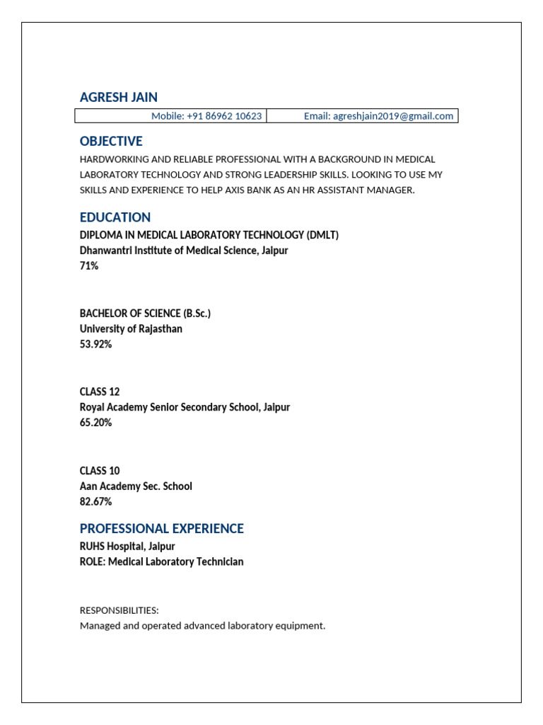 Agresh Jain Resume | PDF