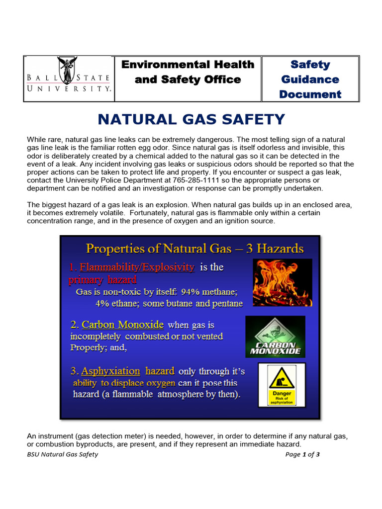 BSU Natural Gas Safety Guidelines | PDF | Natural Gas | Carbon Monoxide