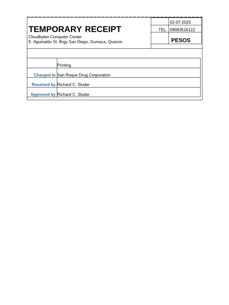 Temporary Receipt | PDF