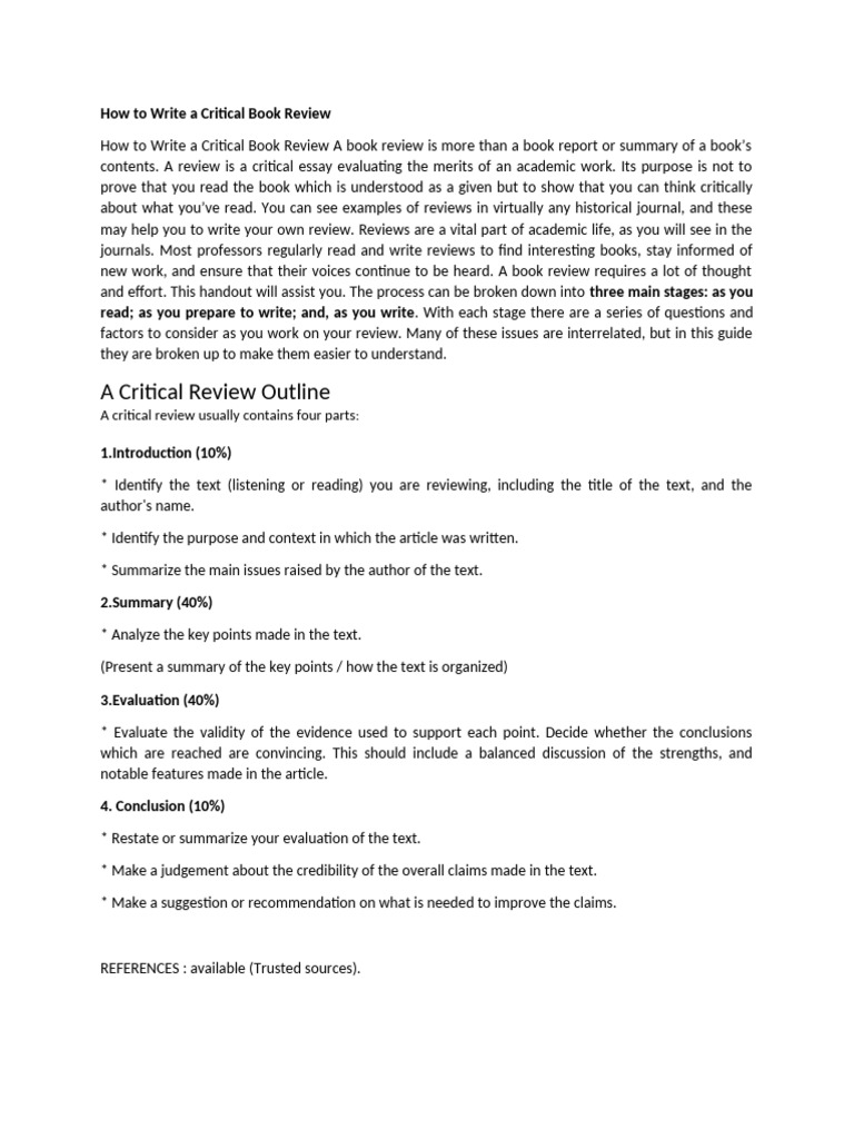 Writing a Critical Book Review Guide | PDF