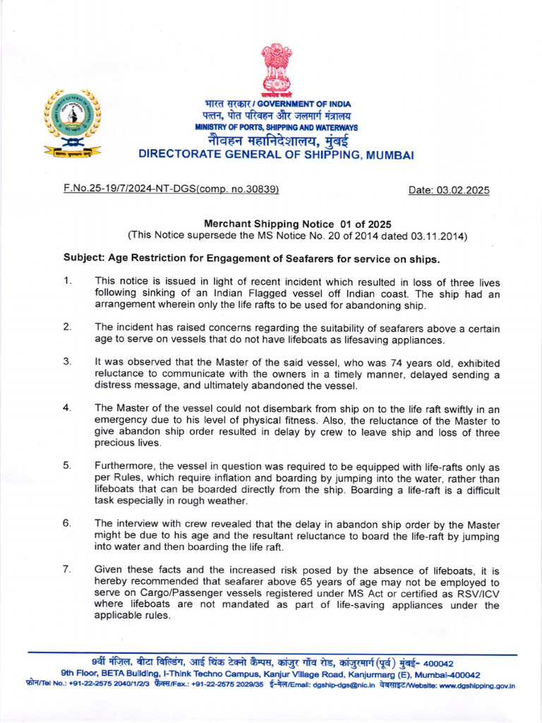 Age Restrictions for Seafarers' Safety | PDF | Shipwrecks | Maritime ...