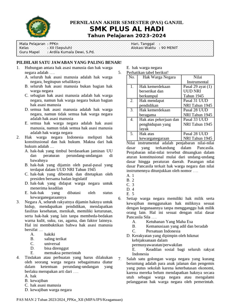 Ppkn_kelas Xii | PDF