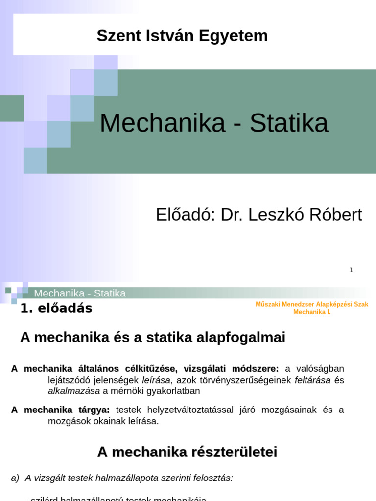 Mechanika (Statika) 01 | PDF
