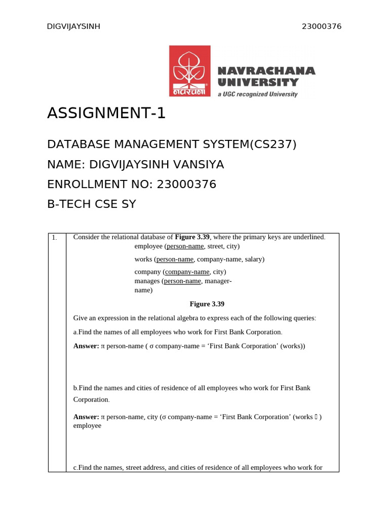 23000376-CS237 Assignment-1 | PDF | Relational Model | Programming Paradigms