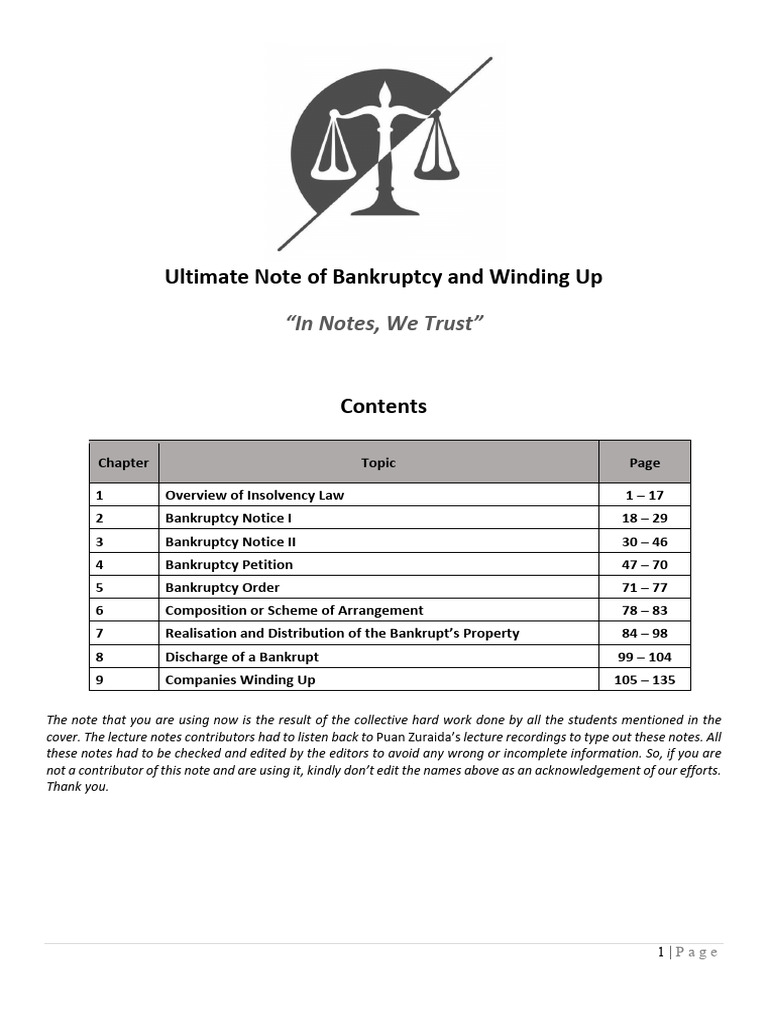 Updated Notes - AKP | PDF | Bankruptcy | Debtor