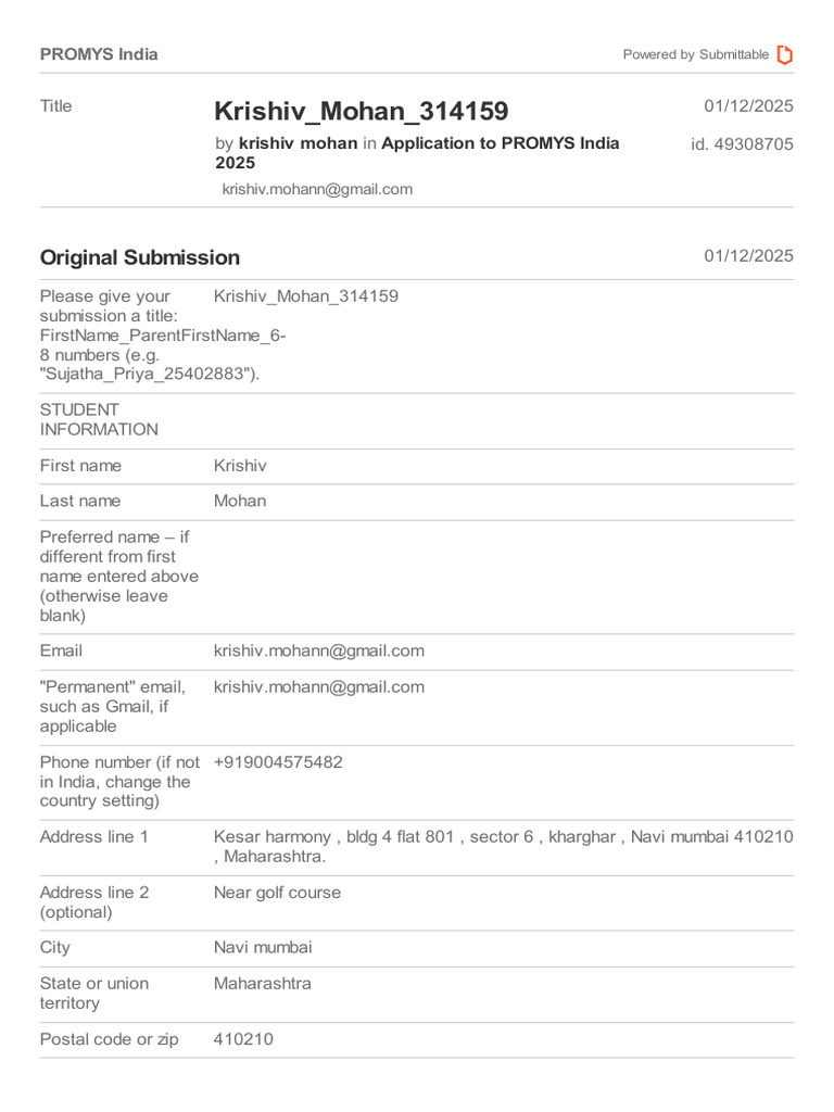 Submission - Krishiv - Mohan - 314159 | PDF | Mathematical Analysis | Sequence