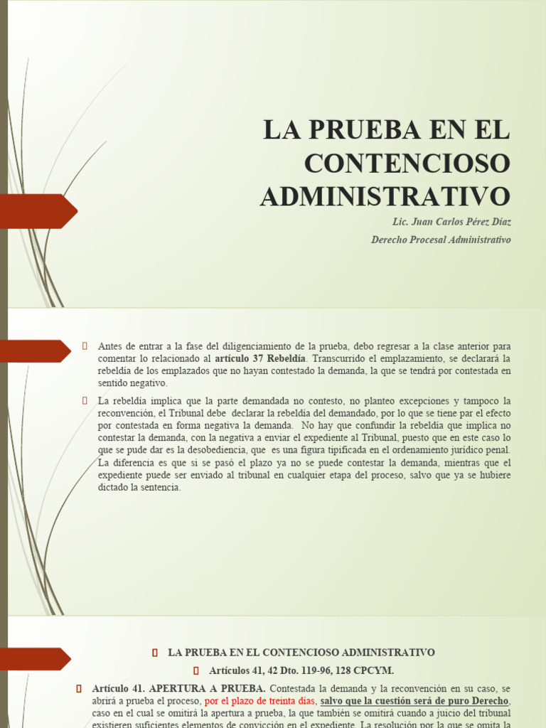 La Prueba en El Contencioso Administrativo | PDF | Demanda judicial | Ley Pública