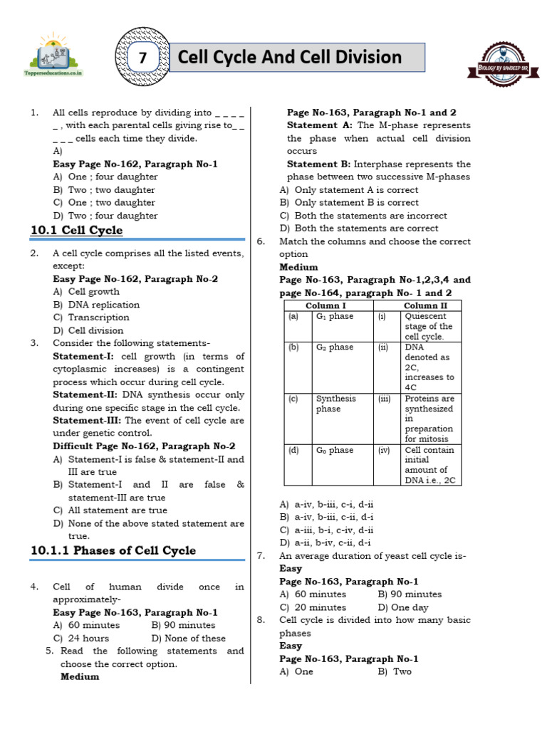7. Cell Cycle and Cell Division | PDF | Meiosis | Mitosis