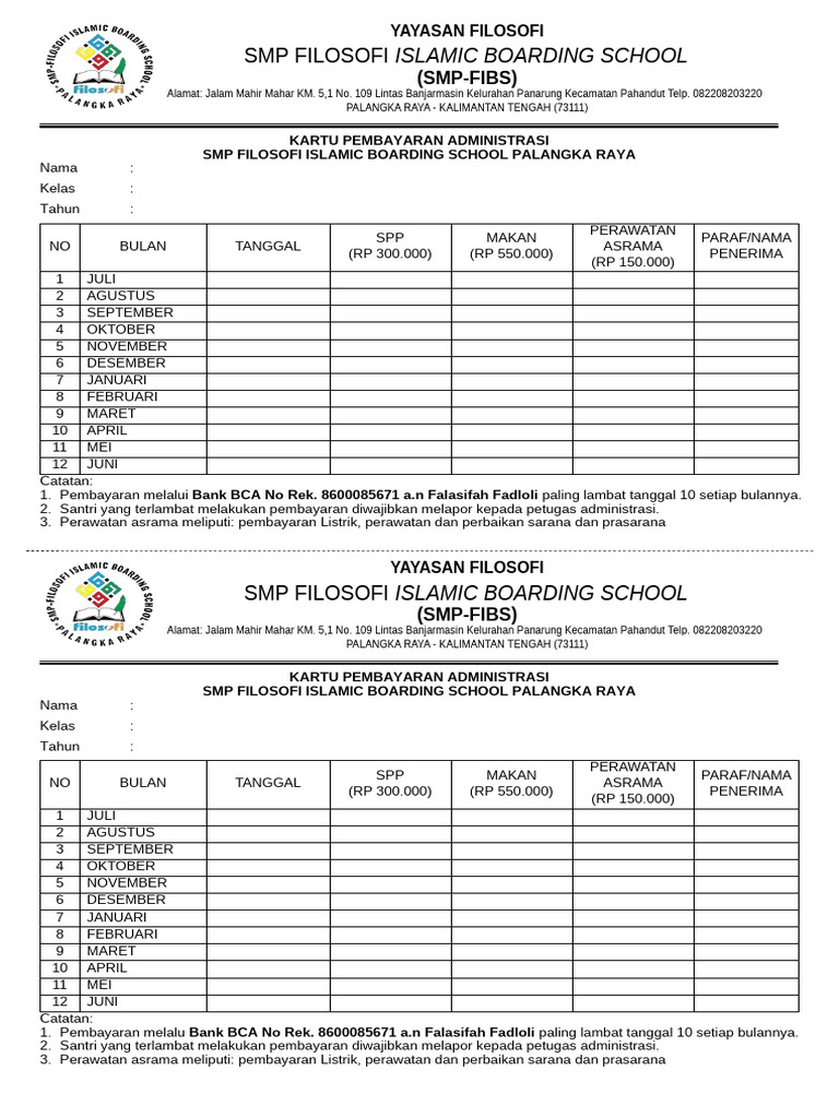 KARTU SPP SISWA | PDF