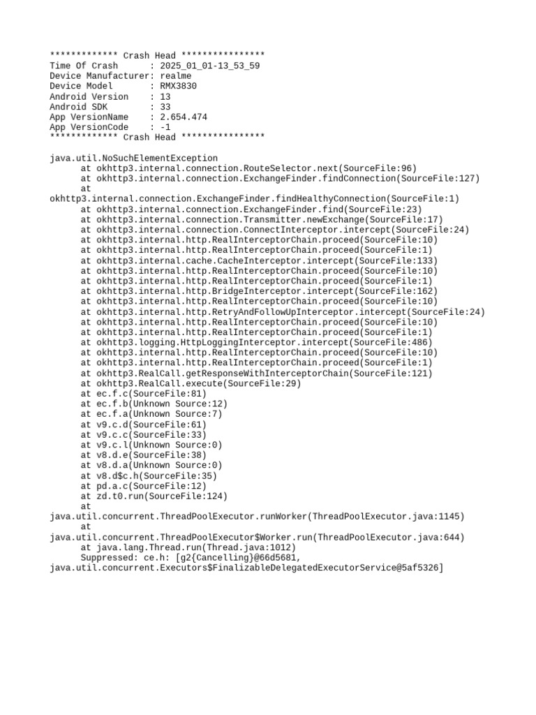 Android App Crash Report | PDF | Embedded Linux Distributions | Software
