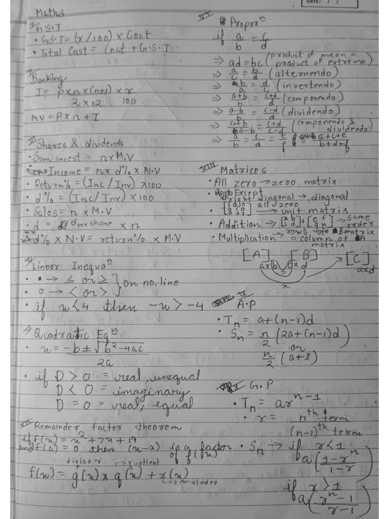Maths Formula List | PDF