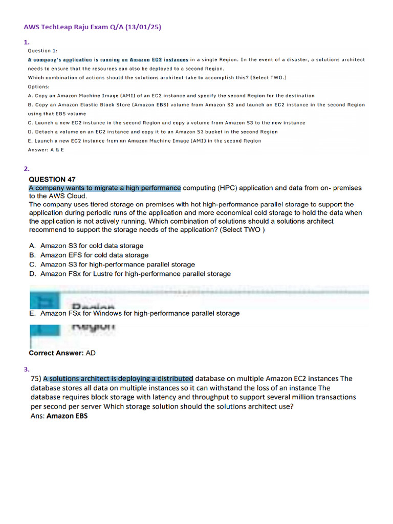 AWS TechLeap Raju Exam Q | PDF
