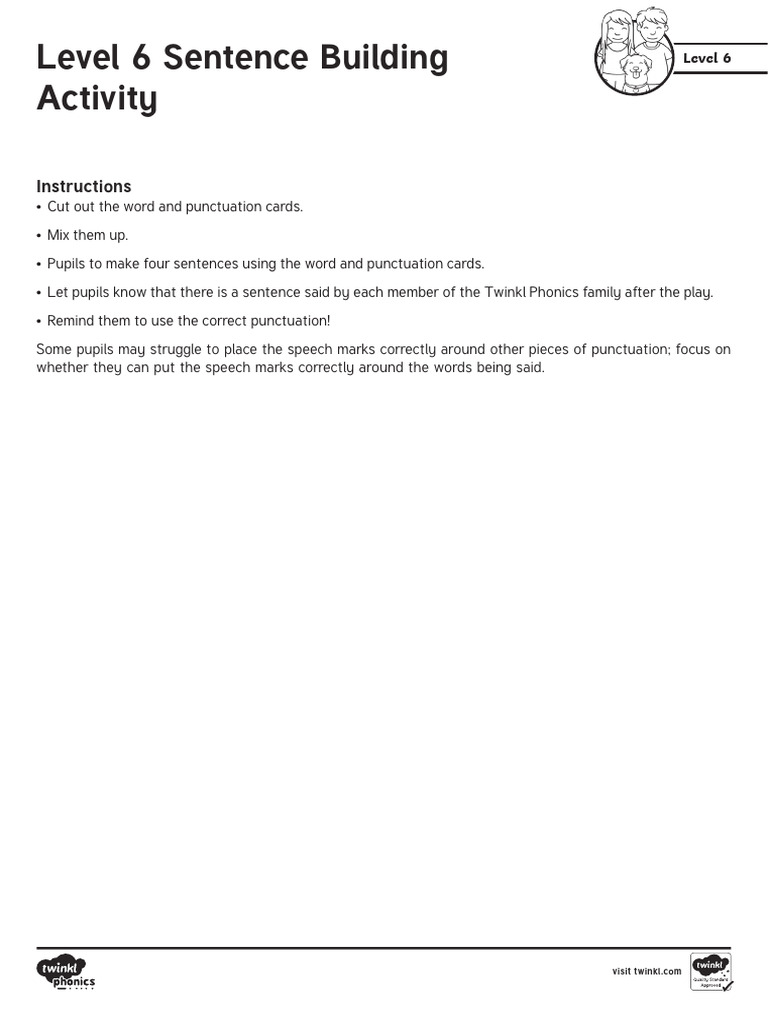Sentence Building Activity | PDF