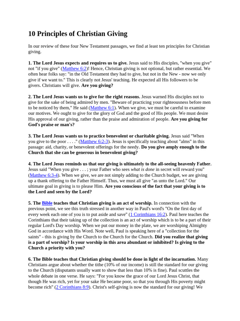 Principles of Christian Giving | PDF | Jesus | Paul The Apostle