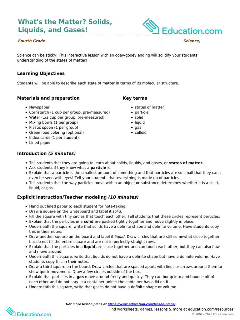 Usr Local Src Education.com Files Static Lesson Plans Whats the Matter Solids Liquids and Gasses ...