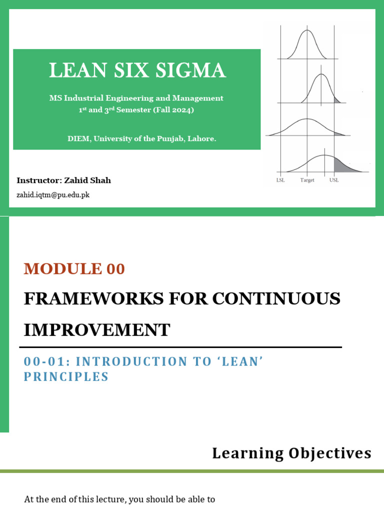 00-01 Lec01 Introduction To Lean Principles | PDF | Six Sigma | Lean Manufacturing