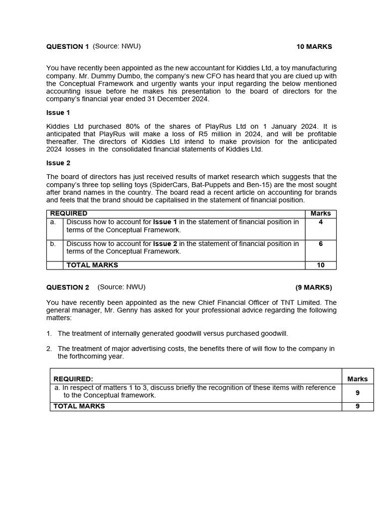 Conceptual Framework - Short Practice Questions | PDF | Business ...