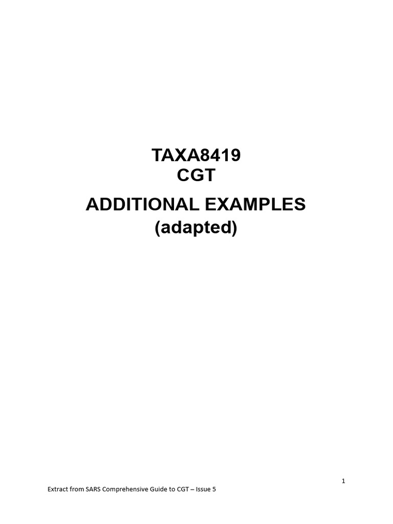 CGT Additional Examples Pack | PDF | Capital Gains Tax | Capital Gain