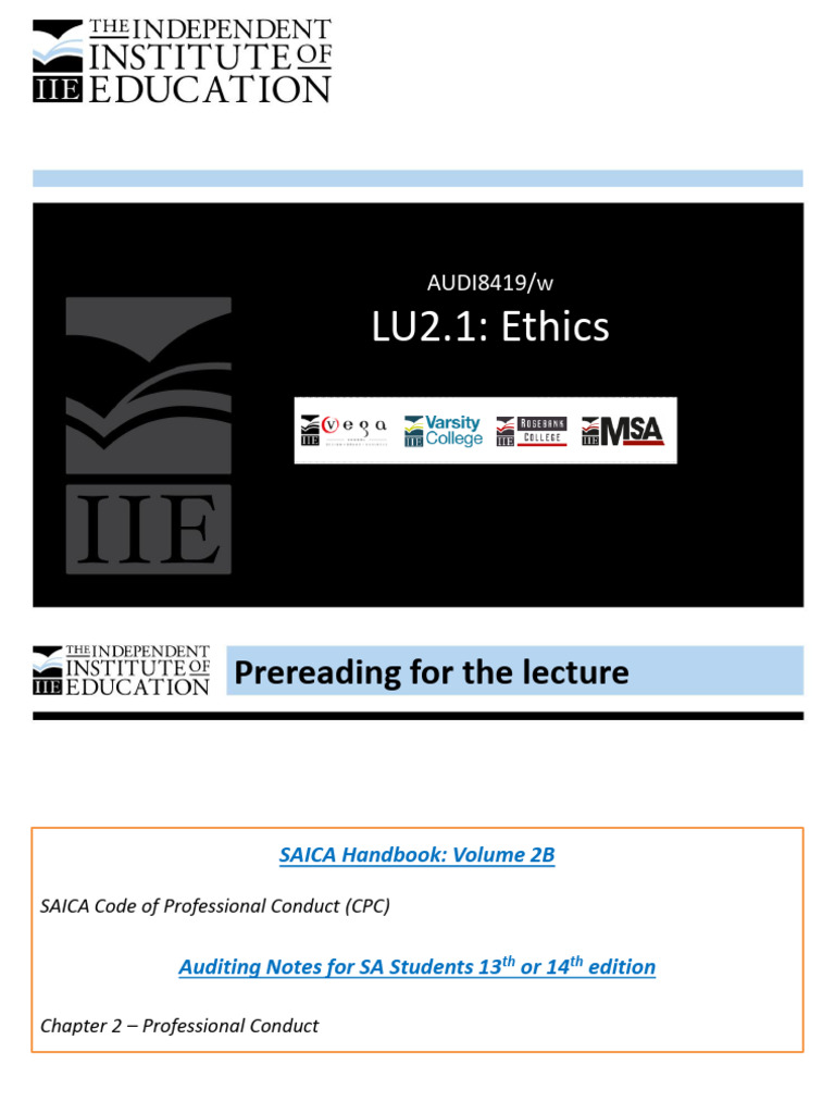 LU 2.1 Slides 2025 - Lecturer Version | PDF | Audit | Confidentiality