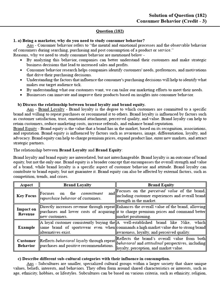 Consumer Behavior Question Bank | PDF | Consumer Behaviour | Behavior