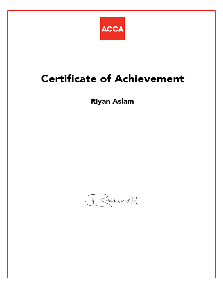 ACCA Level 1 Certificate Achievement | PDF