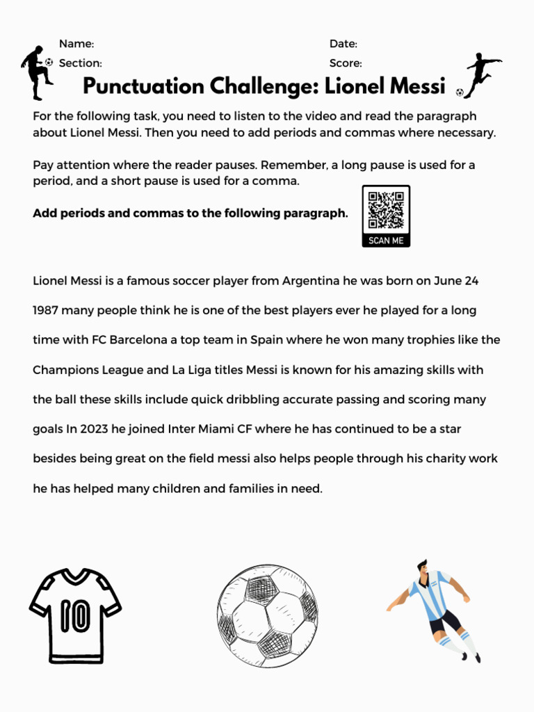 Punctuation Challenge Lionel Messi | PDF