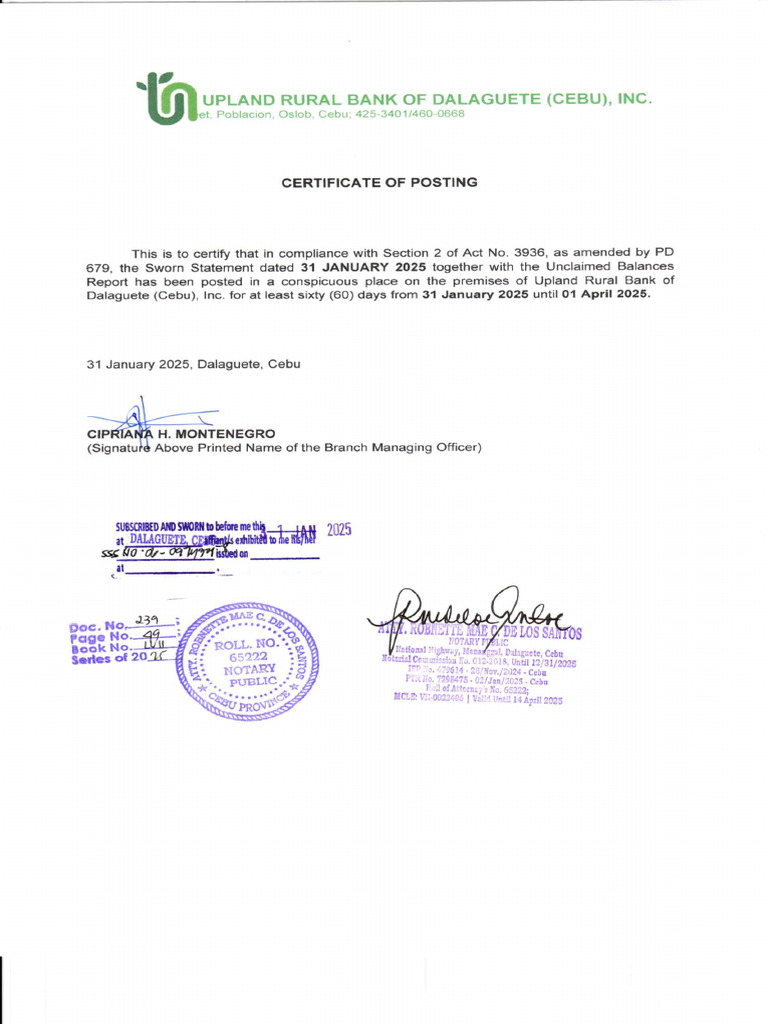 certificate of posting | PDF