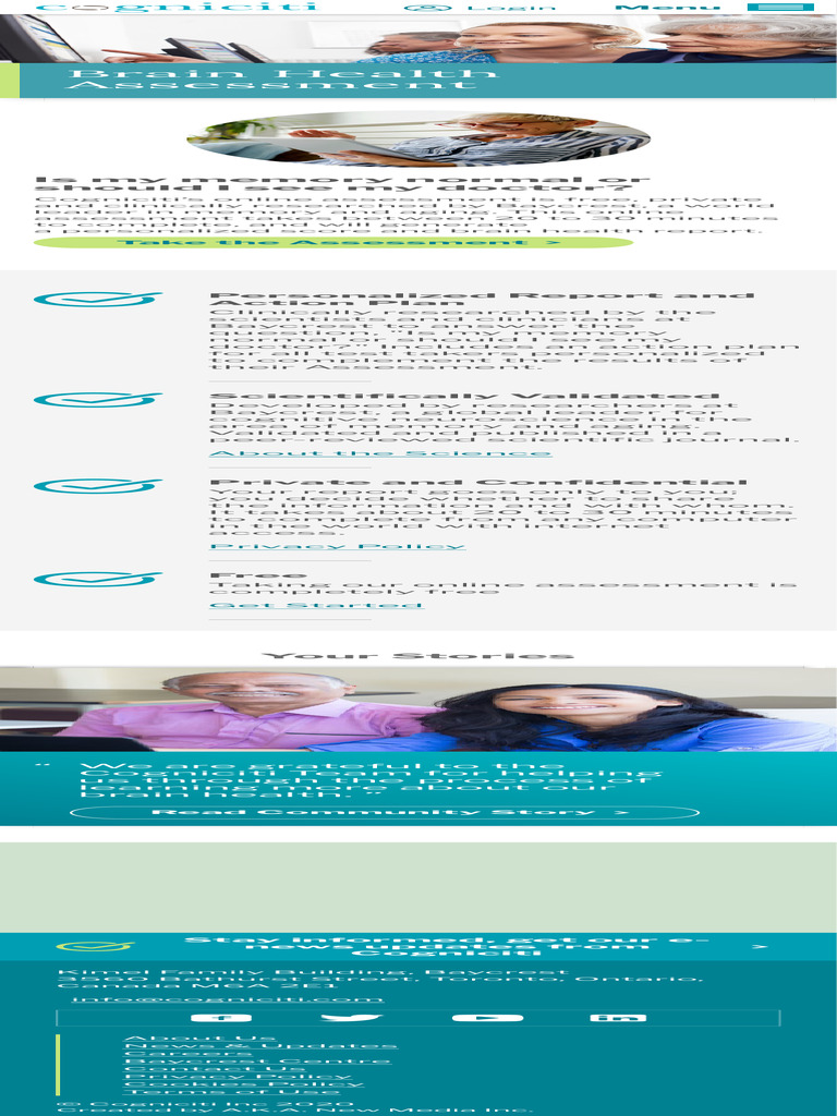 Brain Health Assessment - Cogniciti - Brain Health Powered by Science | PDF