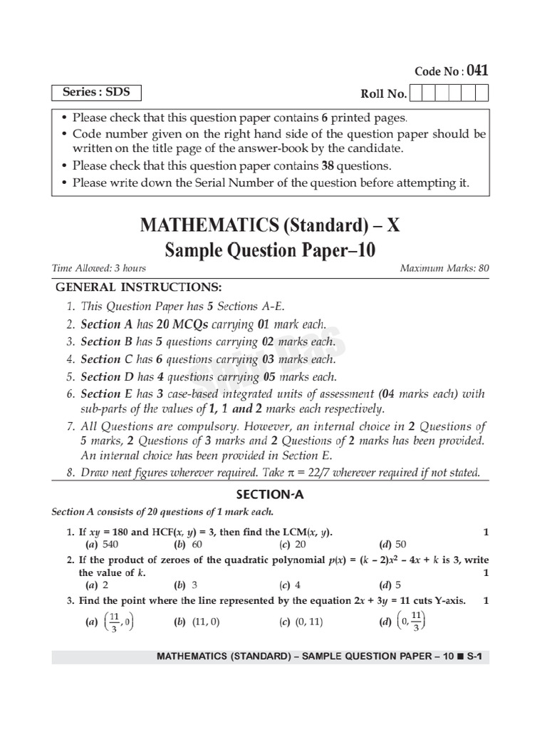 Sample Question Paper-10 | PDF
