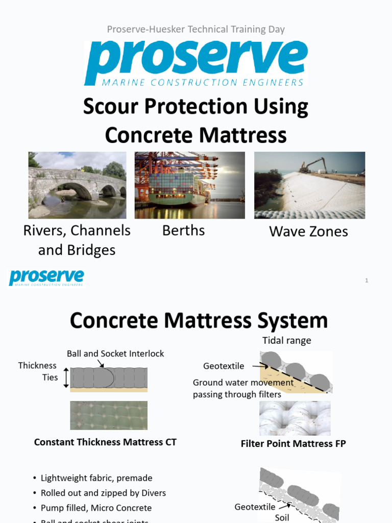 Concrete Mattress Scour Protection Guide | PDF | Concrete | Earth Sciences