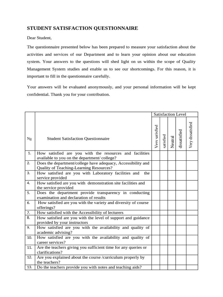 Student Satisfaction Assessment Survey | PDF | Teaching Method | Teachers