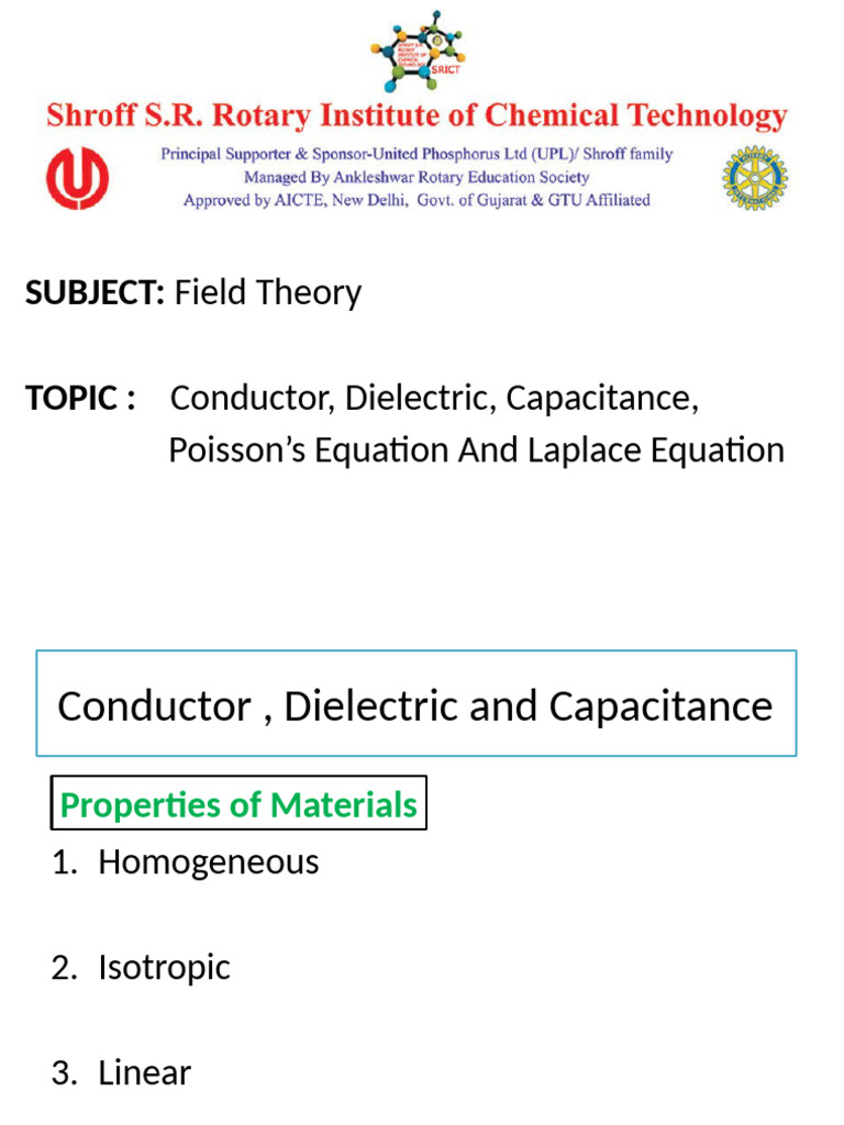 Field Theory Conductor & Dielectrics | PDF | Dielectric | Electrical Resistivity And Conductivity