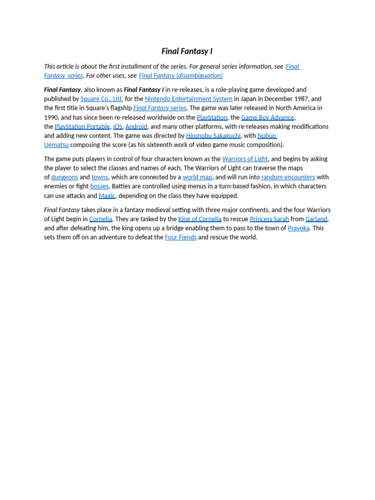 Final Fantasy I: A Gamer's Guide | PDF