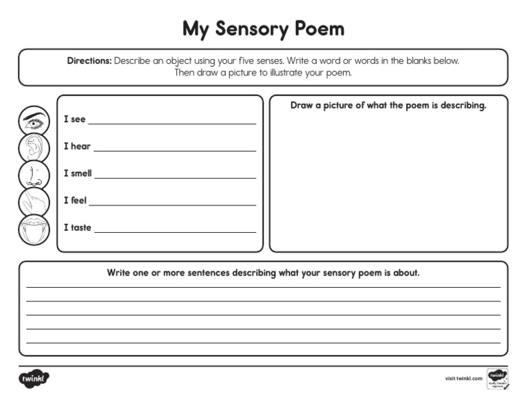 Black and White My Sensory Poem Activity | PDF
