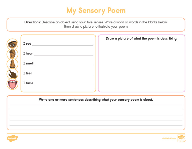 My Sensory Poem Activity | PDF