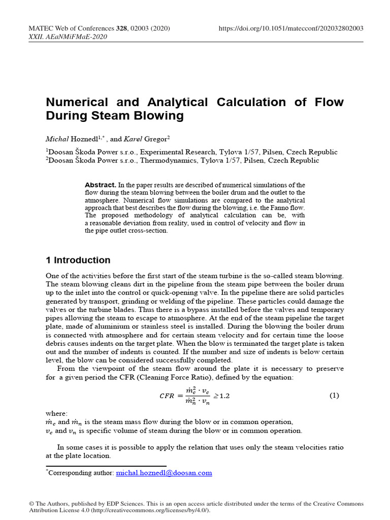 Steam Blowing Flow Analysis Methods | PDF | Fluid Dynamics | Mach Number
