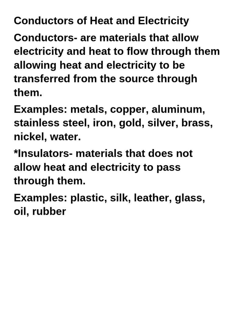 Conductors of Heat and Electricity | PDF