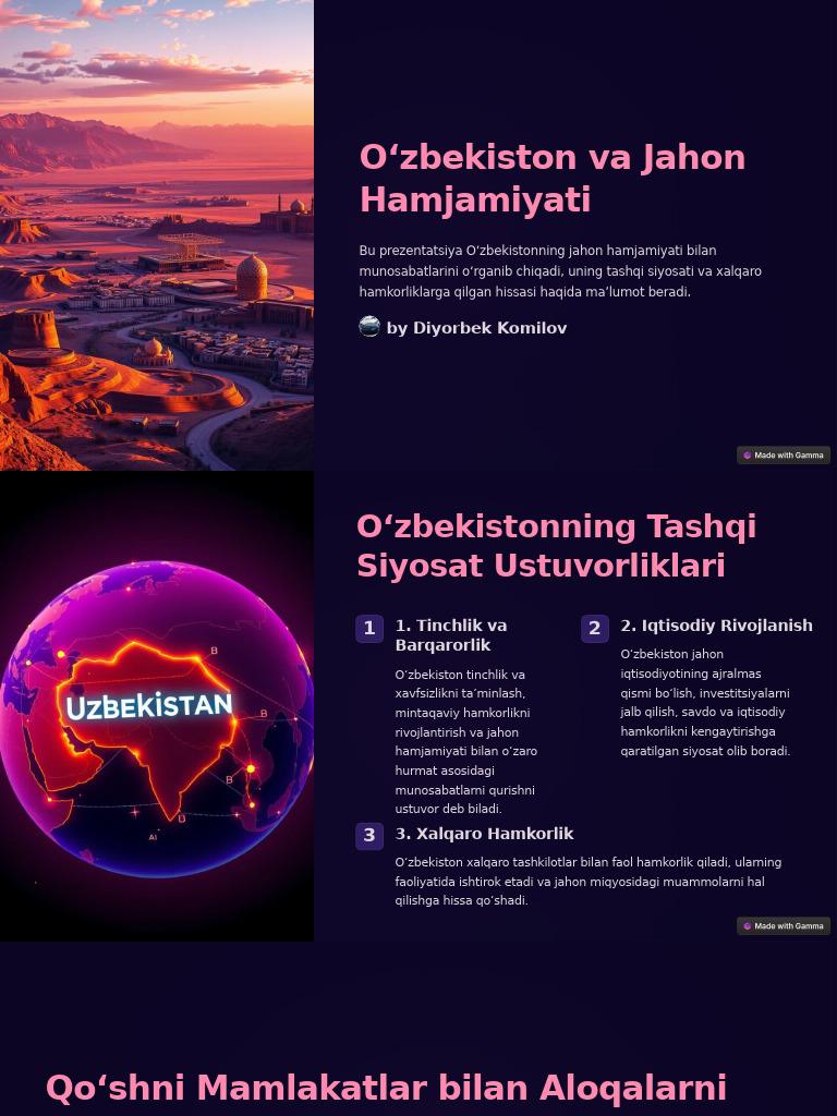 Ozbekiston Va Jahon Hamjamiyati | PDF