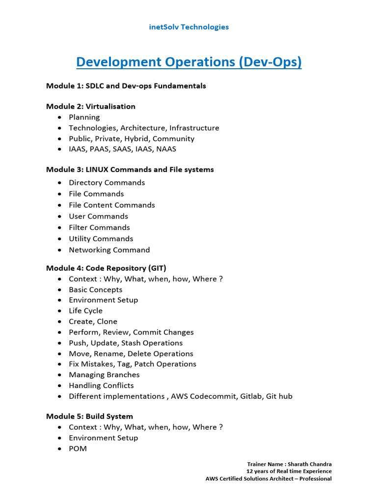 Dev-Ops & AWS - Sharath Chandra - 1.0 | PDF | Software Development | Computer Engineering