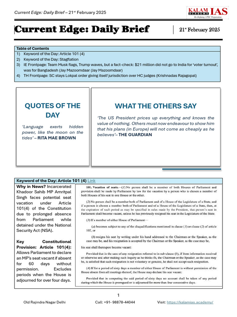 Current Edge Daily Brief 21st February 2025 | PDF | United States ...