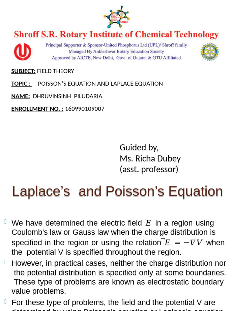 FT - 160990109007 - Laplace's & Possion's Equation | PDF | Physics ...