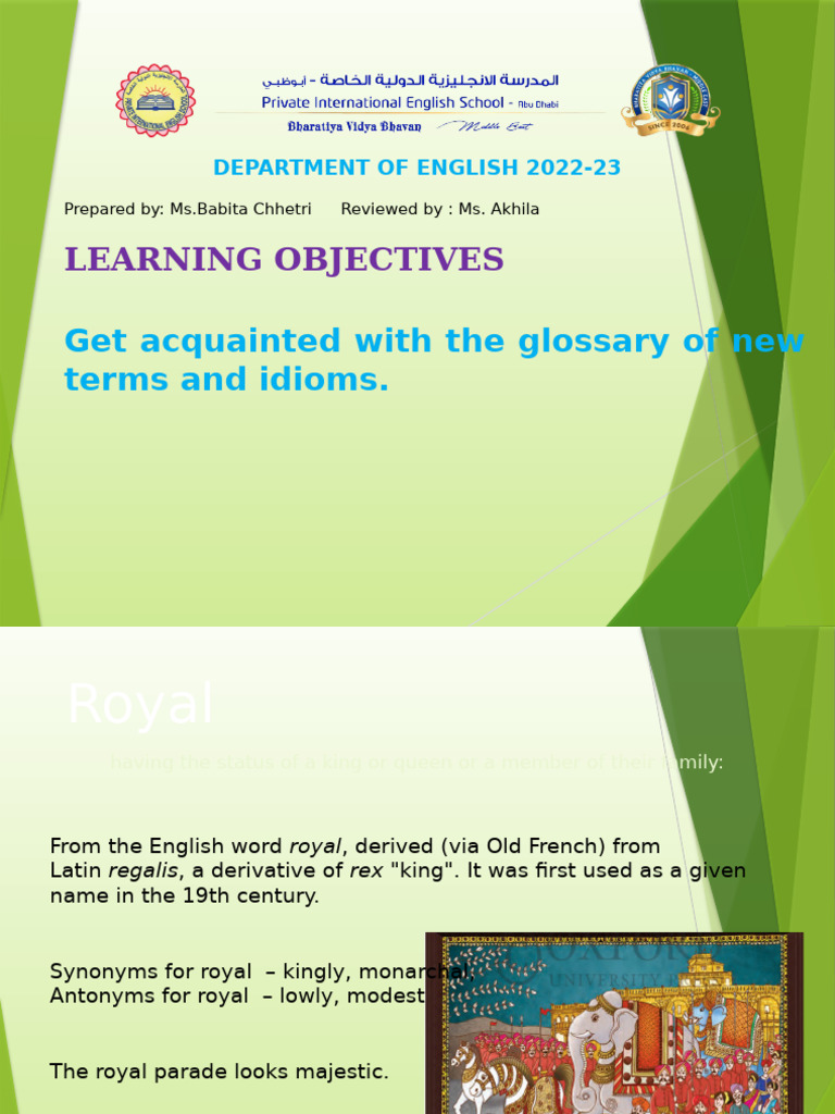 Royal Vocabulary for Class 3 | PDF