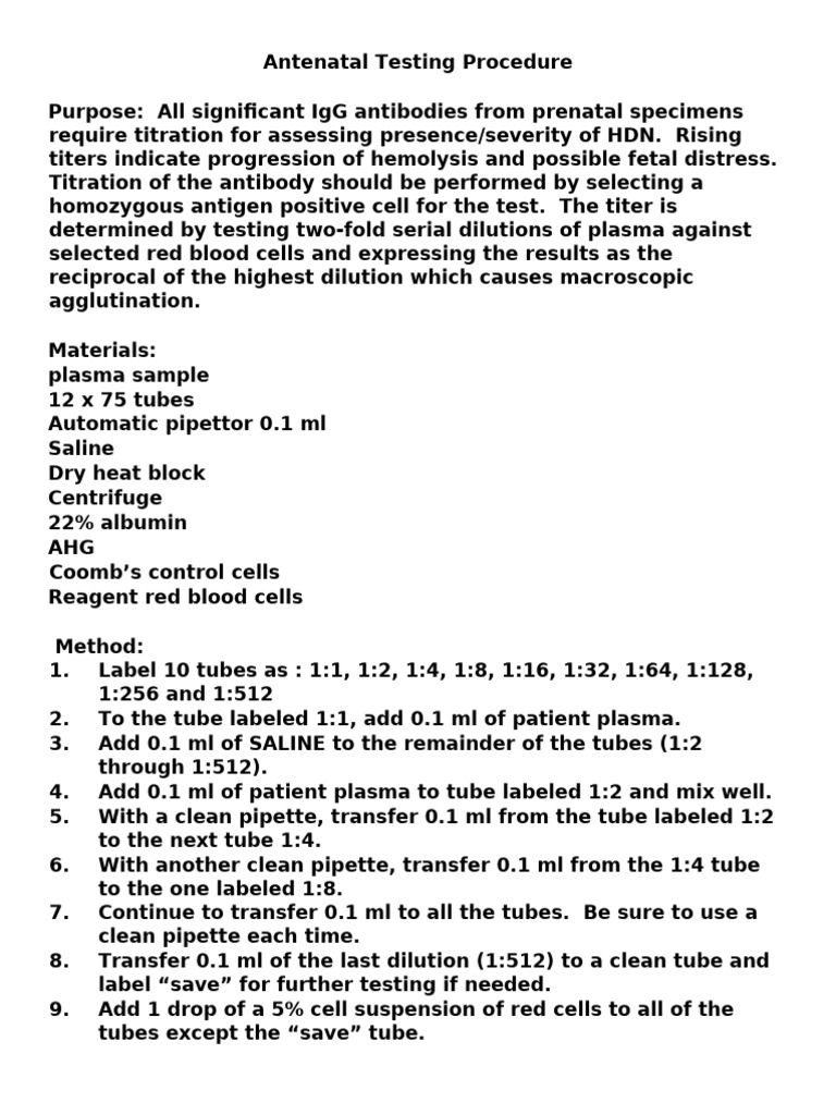 Antibody Titer Procedure | PDF
