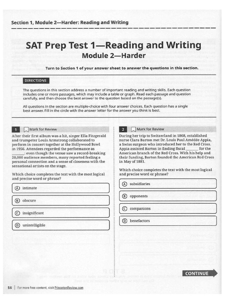 2024P645 Practice Test 1 - Reading & Writing Module 2 - HARD | PDF